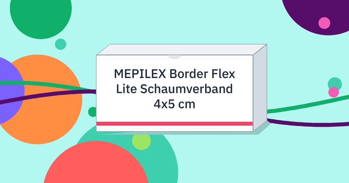 Symbolbild: Packung mit der Aufschrift MEPILEX Border Flex Lite Schaumverband 4x5 cm (PZN 18772565) – Verfügbarkeit und Bezug in Apotheken in Frankfurt am Main