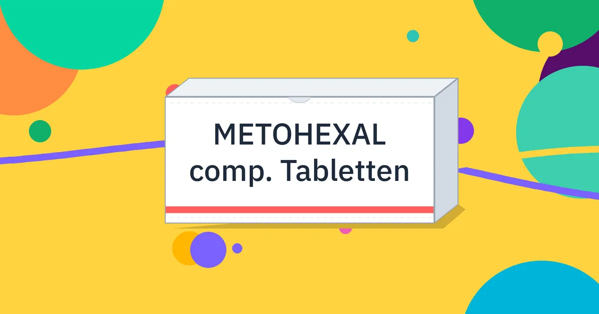 Symbolbild: Packung mit der Aufschrift METOHEXAL comp. Tabletten (PZN 04675634) – Verfügbarkeit und Bezug in Apotheken in Frankfurt am Main