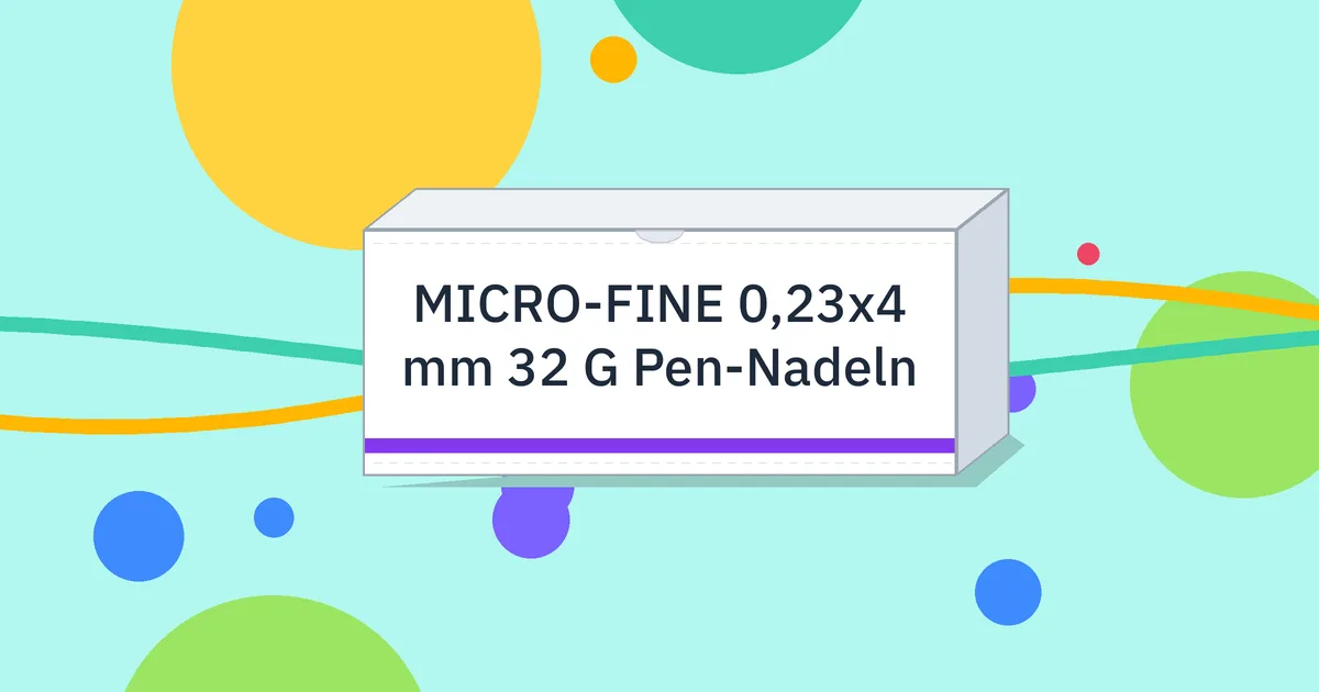 Symbolbild: Packung mit der Aufschrift MICRO-FINE 0,23x4 mm 32 G Pen-Nadeln (PZN 20633983) – Verfügbarkeit und Bezug in Apotheken in Frankfurt am Main