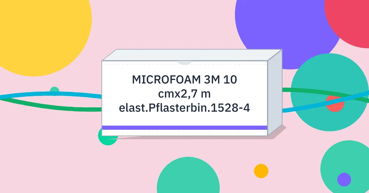 Symbolbild: Packung mit der Aufschrift MICROFOAM 3M 10 cmx2,7 m elast.Pflasterbin.1528-4 (PZN 18055409) – Verfügbarkeit und Bezug in Apotheken in Frankfurt am Main