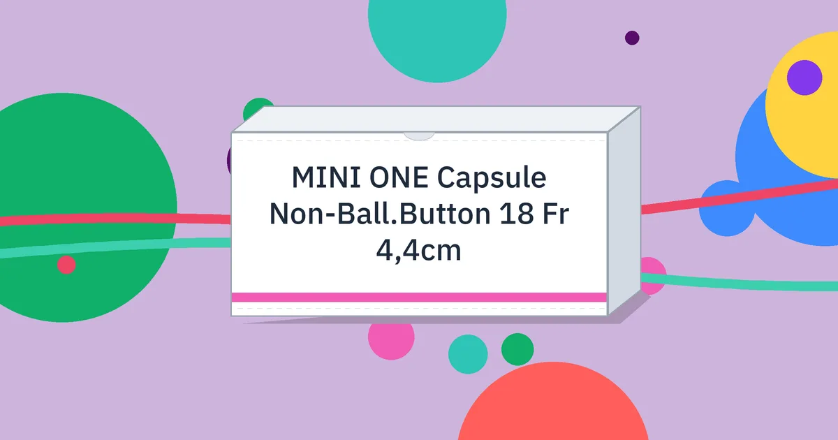 Symbolbild: Packung mit der Aufschrift MINI ONE Capsule Non-Ball.Button 18 Fr 4,4cm (PZN 14343838) – Verfügbarkeit und Bezug in Apotheken in Frankfurt am Main