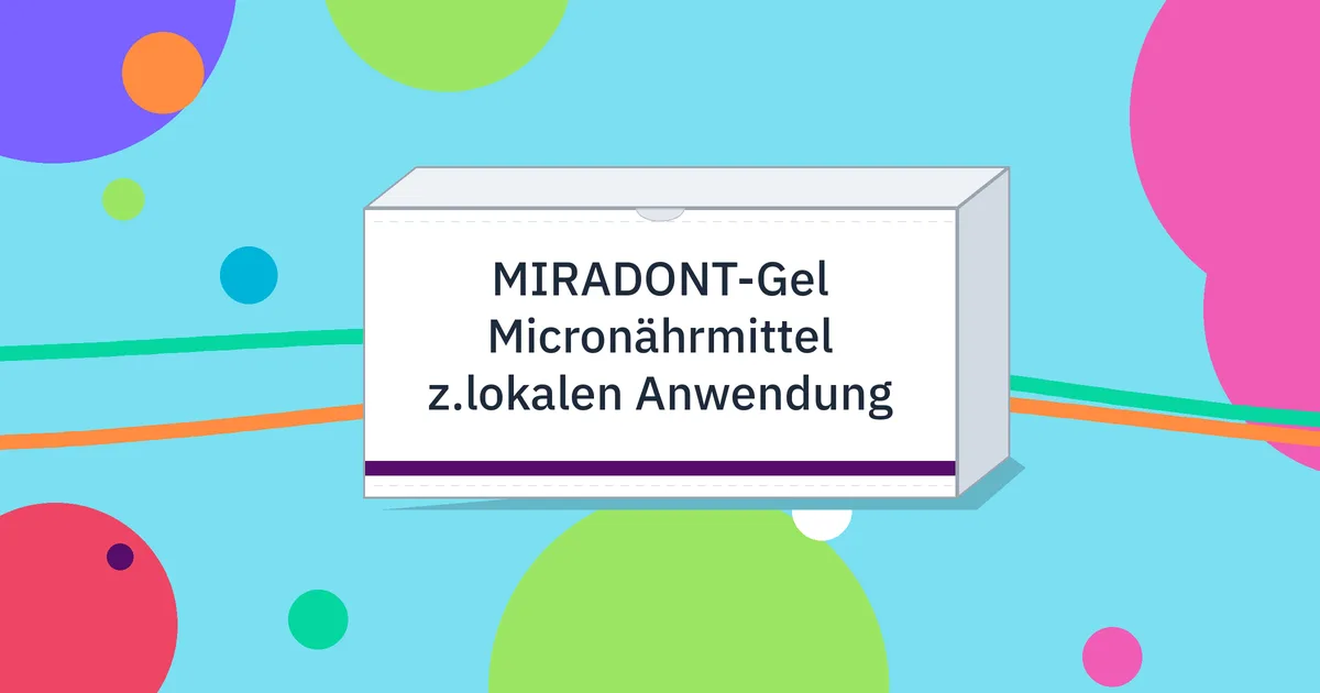 Symbolbild: Packung mit der Aufschrift MIRADONT-Gel Micronährmittel z.lokalen Anwendung (PZN 04712387) – Verfügbarkeit und Bezug in Apotheken in Frankfurt am Main