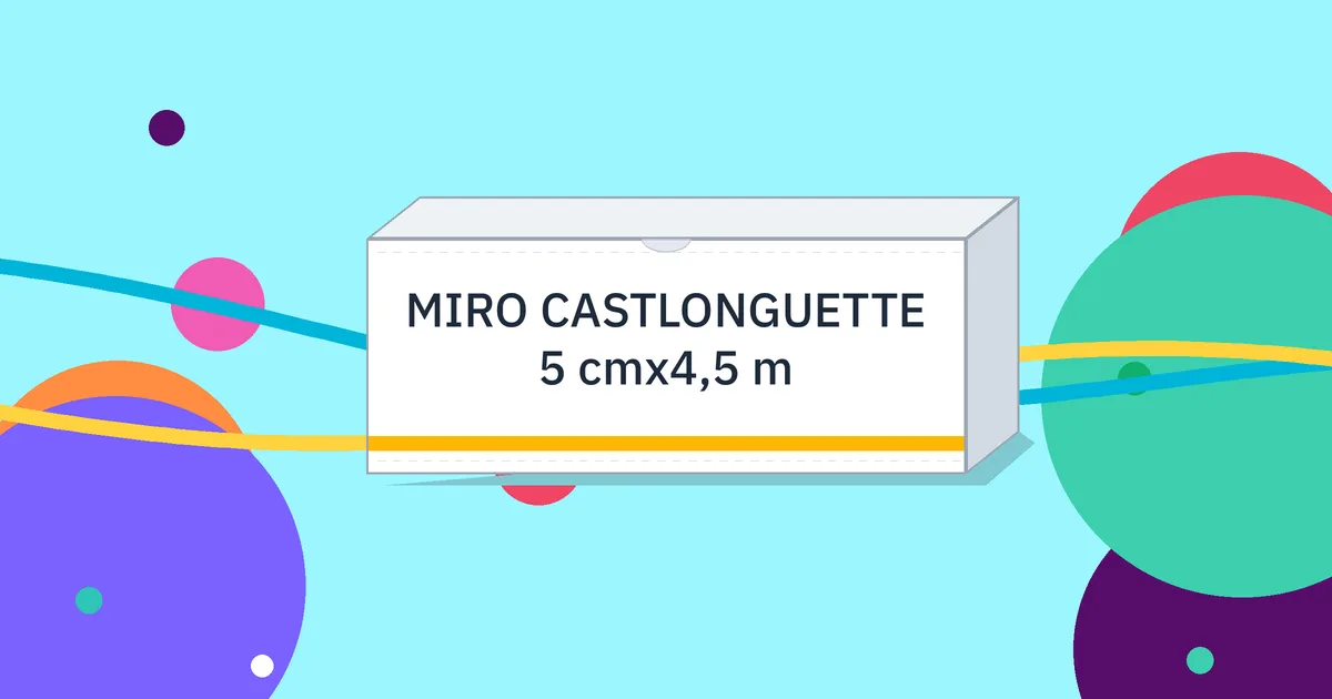 Symbolbild: Packung mit der Aufschrift MIRO CASTLONGUETTE 5 cmx4,5 m (PZN 06706238) – Verfügbarkeit und Bezug in Apotheken in Frankfurt am Main