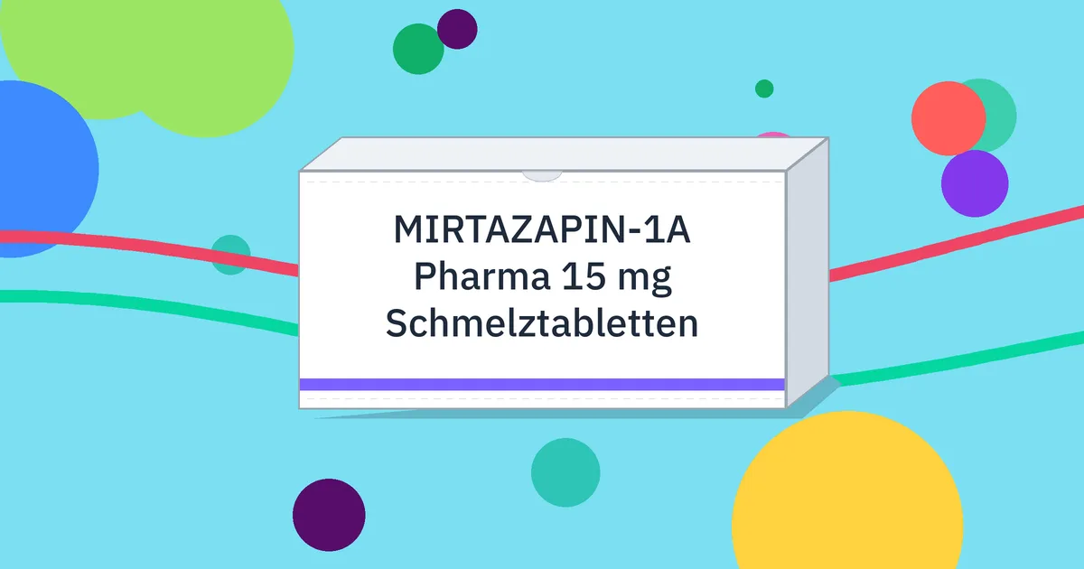 Symbolbild: Packung mit der Aufschrift MIRTAZAPIN-1A Pharma 15 mg Schmelztabletten (PZN 06320332) – Verfügbarkeit und Bezug in Apotheken in Frankfurt am Main