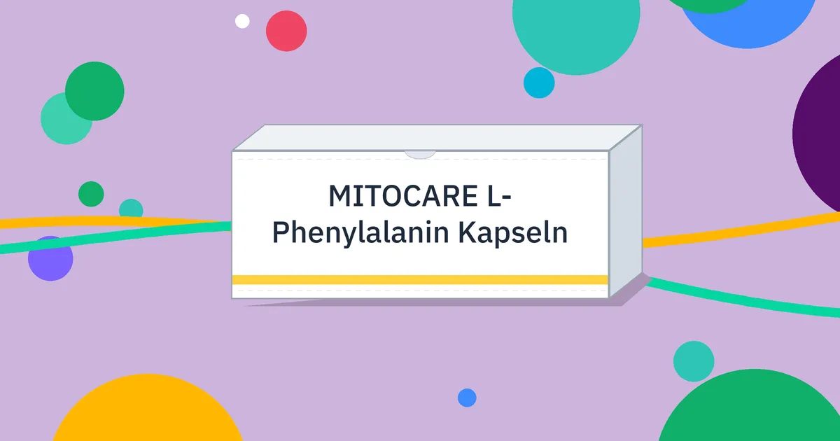 Symbolbild: Packung mit der Aufschrift MITOCARE L-Phenylalanin Kapseln (PZN 19271339) – Verfügbarkeit und Bezug in Apotheken in Frankfurt am Main