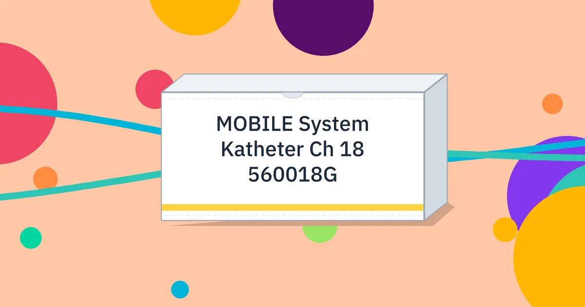 Symbolbild: Packung mit der Aufschrift MOBILE System Katheter Ch 18 560018G (PZN 08608764) – Verfügbarkeit und Bezug in Apotheken in Frankfurt am Main