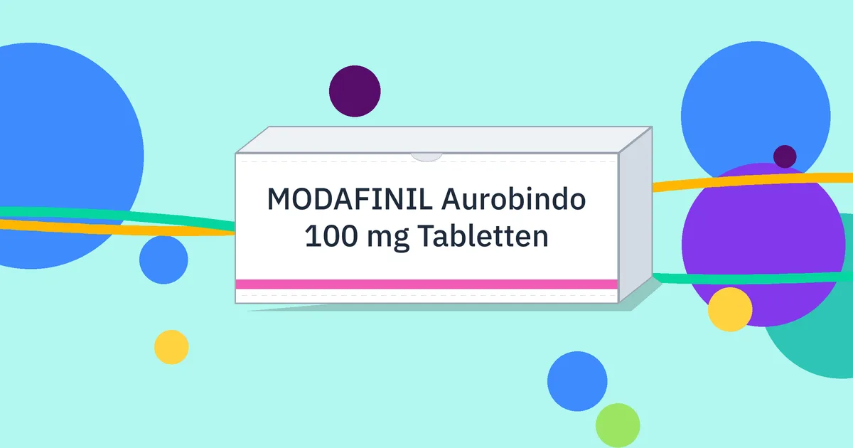 Symbolbild: Packung mit der Aufschrift MODAFINIL Aurobindo 100 mg Tabletten (PZN 09925254) – Verfügbarkeit und Bezug in Apotheken in Frankfurt am Main