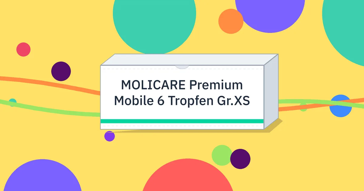 Symbolbild: Packung mit der Aufschrift MOLICARE Premium Mobile 6 Tropfen Gr.XS (PZN 13476833) – Verfügbarkeit und Bezug in Apotheken in Frankfurt am Main