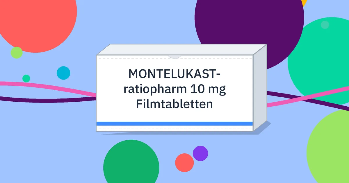 Symbolbild: Packung mit der Aufschrift MONTELUKAST-ratiopharm 10 mg Filmtabletten (PZN 09326306) – Verfügbarkeit und Bezug in Apotheken in Frankfurt am Main