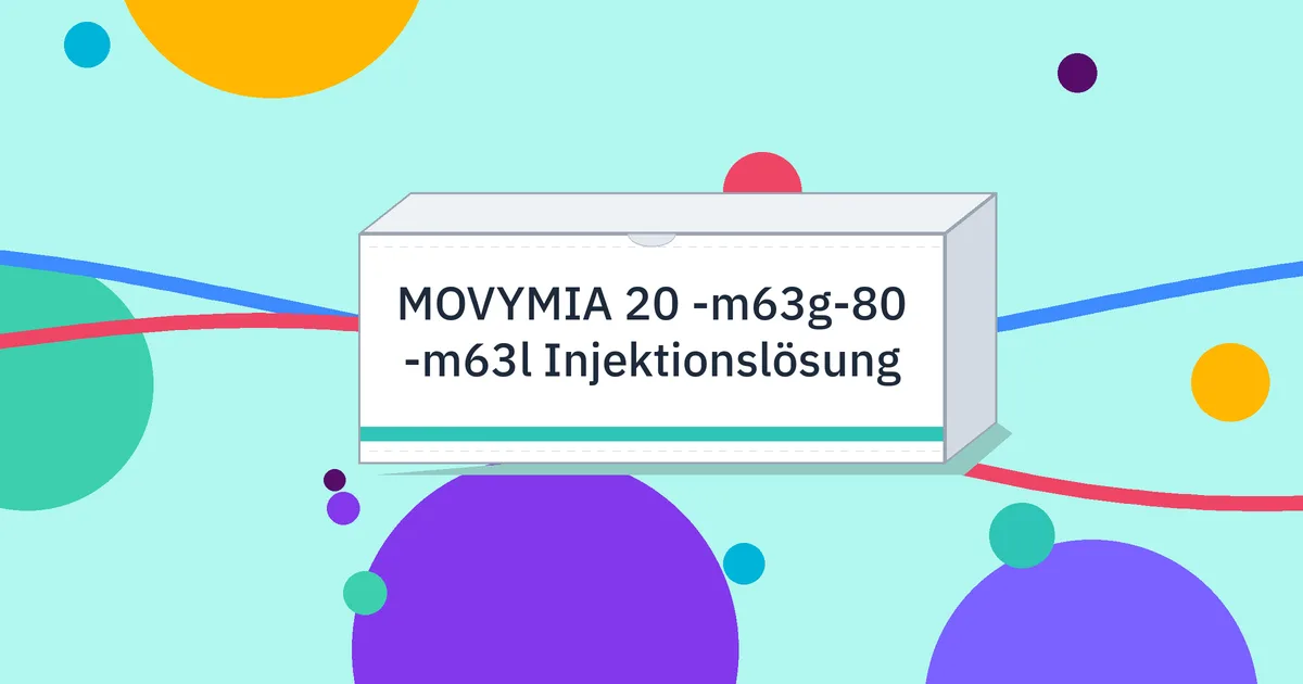 Symbolbild: Packung mit der Aufschrift MOVYMIA 20 -m63g-80 -m63l Injektionslösung (PZN 16517395) – Verfügbarkeit und Bezug in Apotheken in Frankfurt am Main