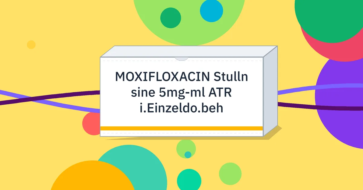Symbolbild: Packung mit der Aufschrift MOXIFLOXACIN Stulln sine 5mg-ml ATR i.Einzeldo.beh (PZN 17943993) – Verfügbarkeit und Bezug in Apotheken in Frankfurt am Main