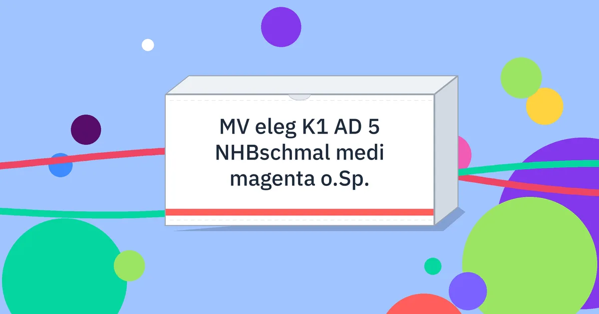 Symbolbild: Packung mit der Aufschrift MV eleg K1 AD 5 NHBschmal medi magenta o.Sp. (PZN 15673555) – Verfügbarkeit und Bezug in Apotheken in Frankfurt am Main
