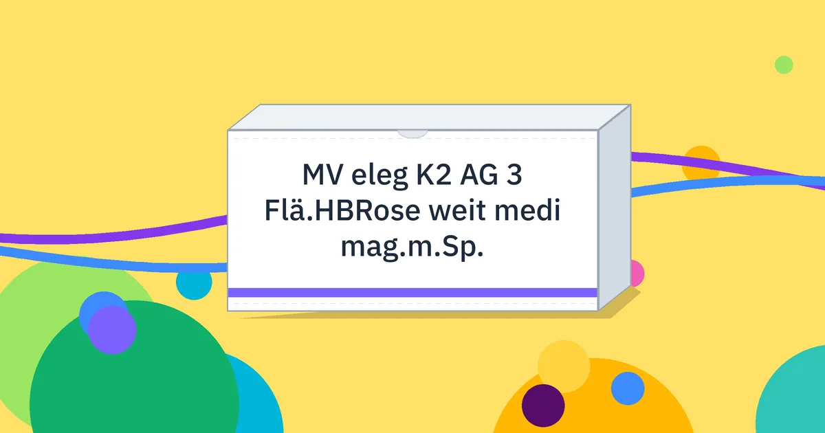 Symbolbild: Packung mit der Aufschrift MV eleg K2 AG 3 Flä.HBRose weit medi mag.m.Sp. (PZN 15720131) – Verfügbarkeit und Bezug in Apotheken in Frankfurt am Main