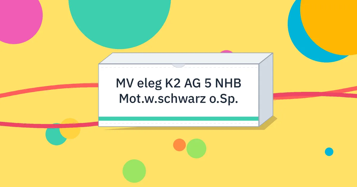 Symbolbild: Packung mit der Aufschrift MV eleg K2 AG 5 NHB Mot.w.schwarz o.Sp. (PZN 15727771) – Verfügbarkeit und Bezug in Apotheken in Frankfurt am Main