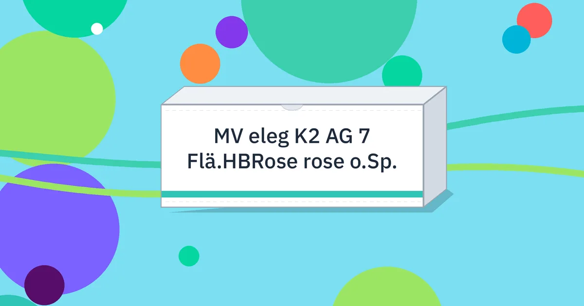 Symbolbild: Packung mit der Aufschrift MV eleg K2 AG 7 Flä.HBRose rose o.Sp. (PZN 15717927) – Verfügbarkeit und Bezug in Apotheken in Frankfurt am Main