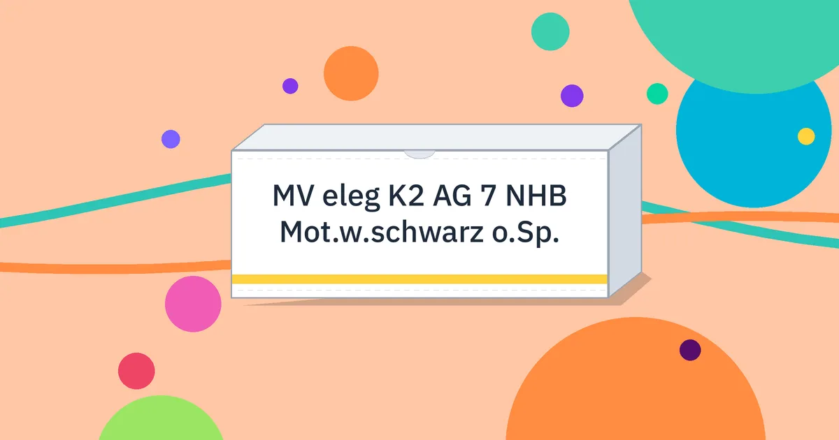Symbolbild: Packung mit der Aufschrift MV eleg K2 AG 7 NHB Mot.w.schwarz o.Sp. (PZN 15727802) – Verfügbarkeit und Bezug in Apotheken in Frankfurt am Main