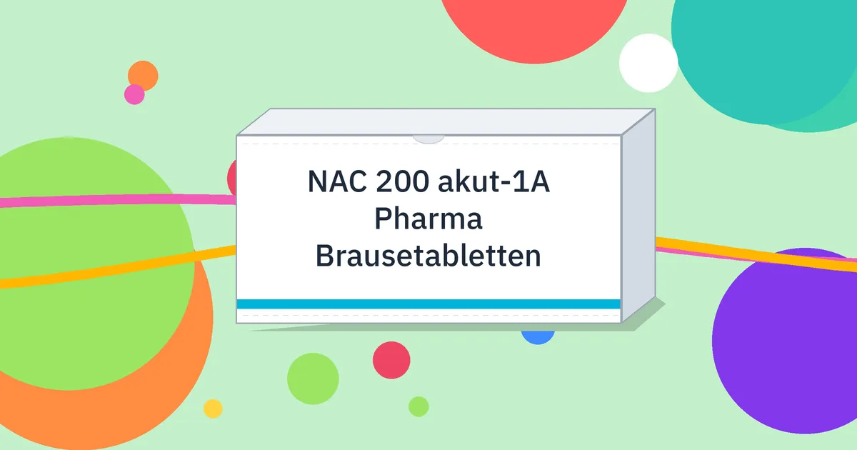 Symbolbild: Packung mit der Aufschrift NAC 200 akut-1A Pharma Brausetabletten (PZN 00562726) – Verfügbarkeit und Bezug in Apotheken in Frankfurt am Main