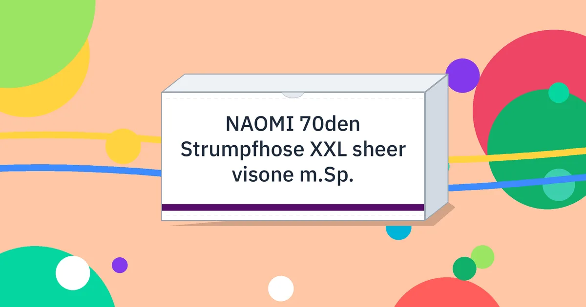 Symbolbild: Packung mit der Aufschrift NAOMI 70den Strumpfhose XXL sheer visone m.Sp. (PZN 16179604) – Verfügbarkeit und Bezug in Apotheken in Frankfurt am Main