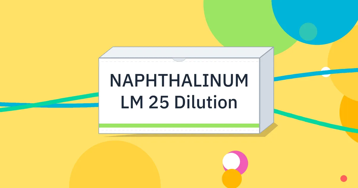 Symbolbild: Packung mit der Aufschrift NAPHTHALINUM LM 25 Dilution (PZN 12958607) – Verfügbarkeit und Bezug in Apotheken in Frankfurt am Main