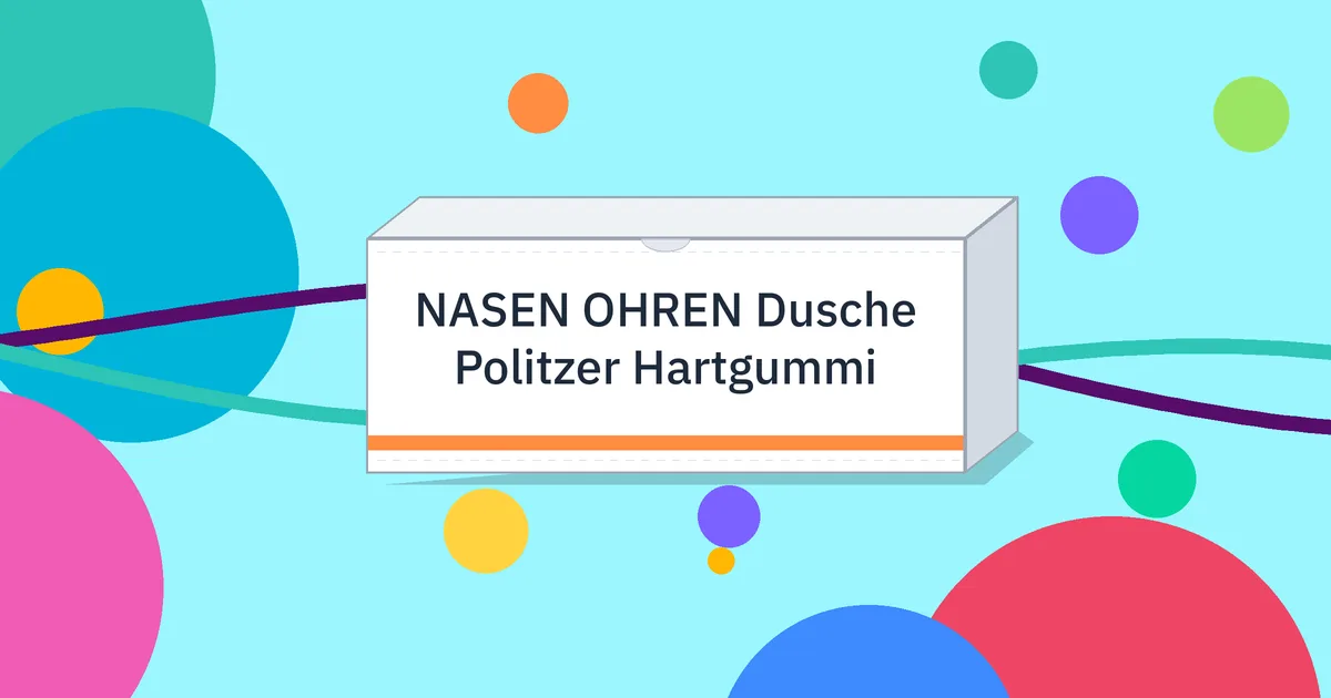 Symbolbild: Packung mit der Aufschrift NASEN OHREN Dusche Politzer Hartgummi (PZN 01966868) – Verfügbarkeit und Bezug in Apotheken in Frankfurt am Main