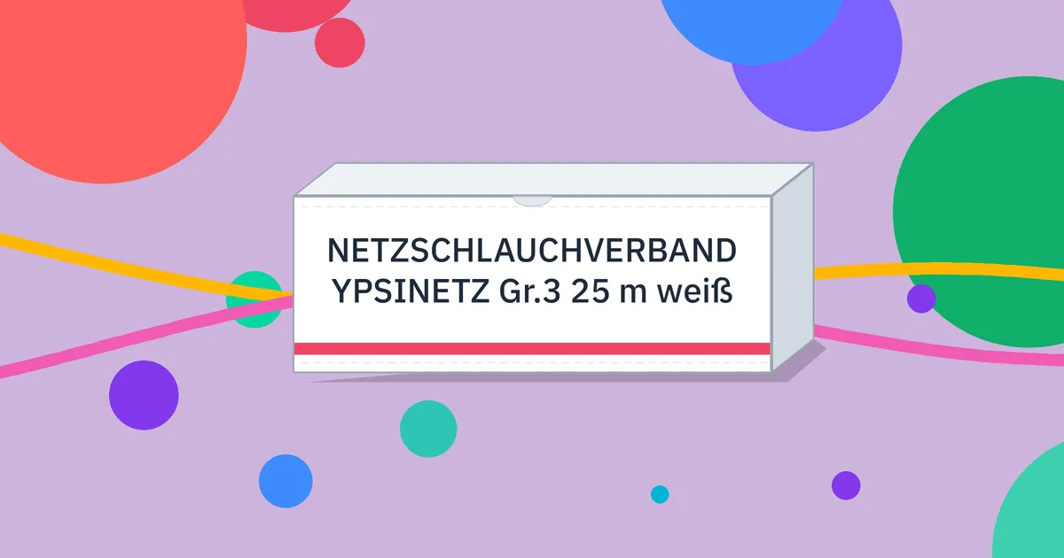 Symbolbild: Packung mit der Aufschrift NETZSCHLAUCHVERBAND YPSINETZ Gr.3 25 m weiß (PZN 03541771) – Verfügbarkeit und Bezug in Apotheken in Frankfurt am Main