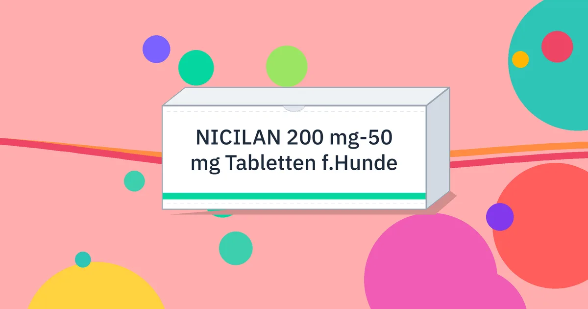 Symbolbild: Packung mit der Aufschrift NICILAN 200 mg-50 mg Tabletten f.Hunde (PZN 16138947) – Verfügbarkeit und Bezug in Apotheken in Frankfurt am Main