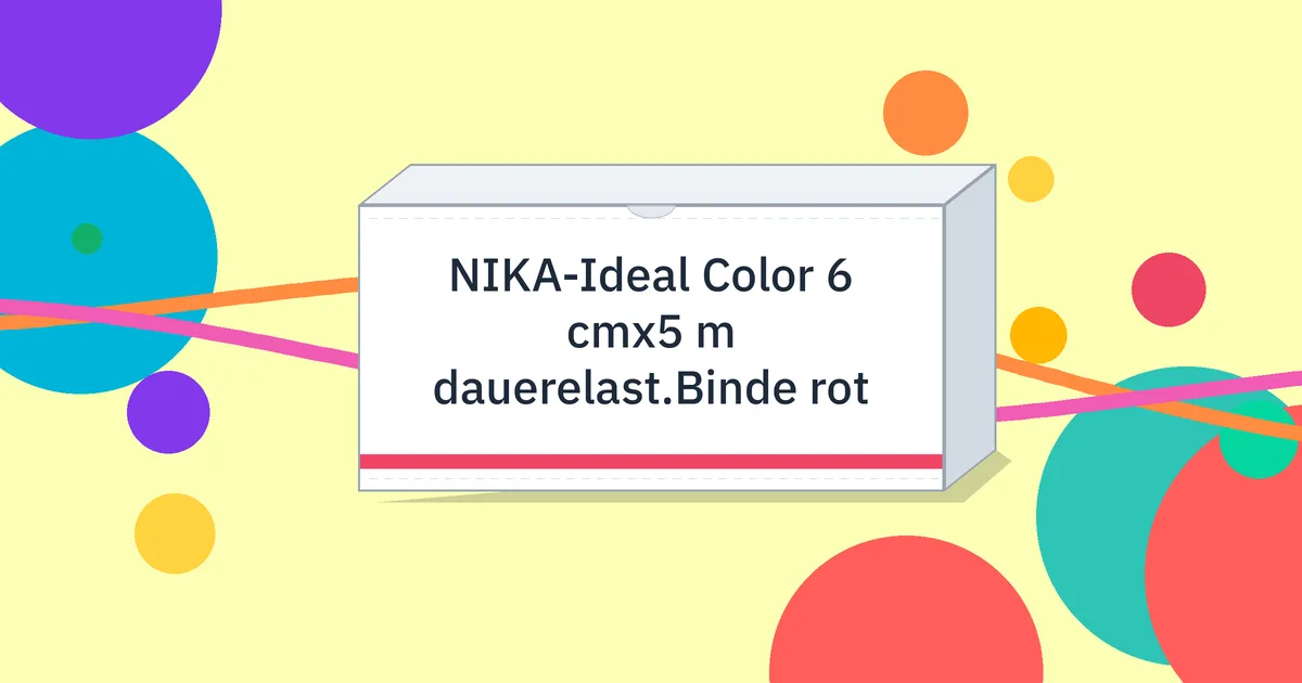 Symbolbild: Packung mit der Aufschrift NIKA-Ideal Color 6 cmx5 m dauerelast.Binde rot (PZN 14235899) – Verfügbarkeit und Bezug in Apotheken in Frankfurt am Main