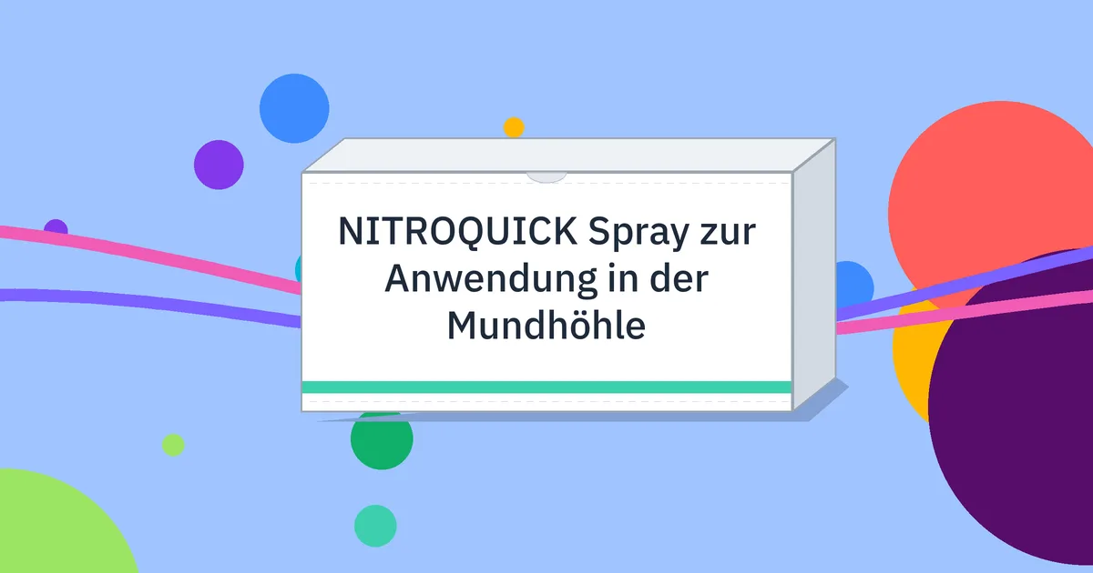 Symbolbild: Packung mit der Aufschrift NITROQUICK Spray zur Anwendung in der Mundhöhle (PZN 19967437) – Verfügbarkeit und Bezug in Apotheken in Frankfurt am Main