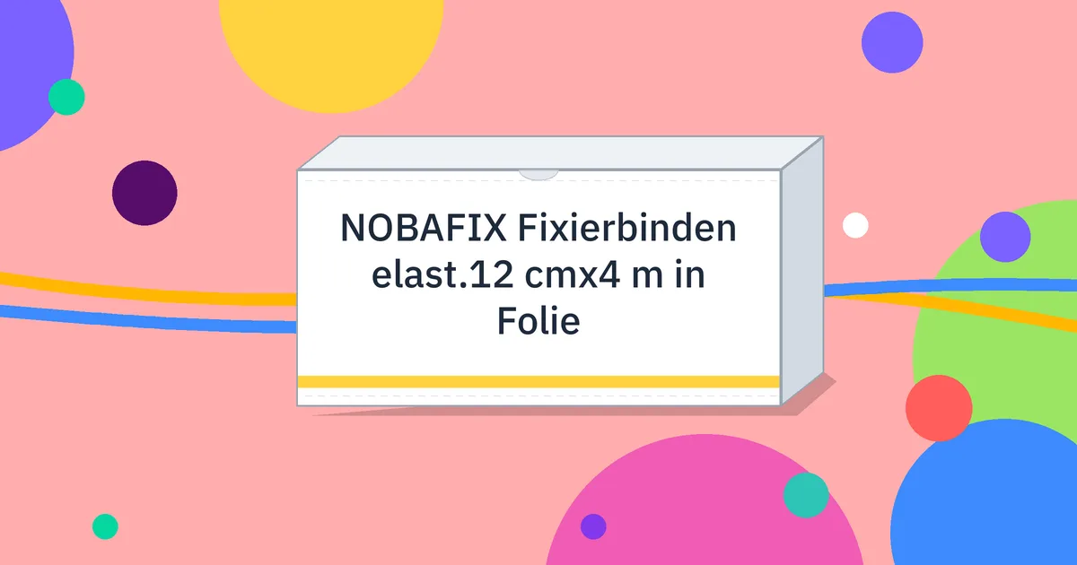 Symbolbild: Packung mit der Aufschrift NOBAFIX Fixierbinden elast.12 cmx4 m in Folie (PZN 07094820) – Verfügbarkeit und Bezug in Apotheken in Frankfurt am Main
