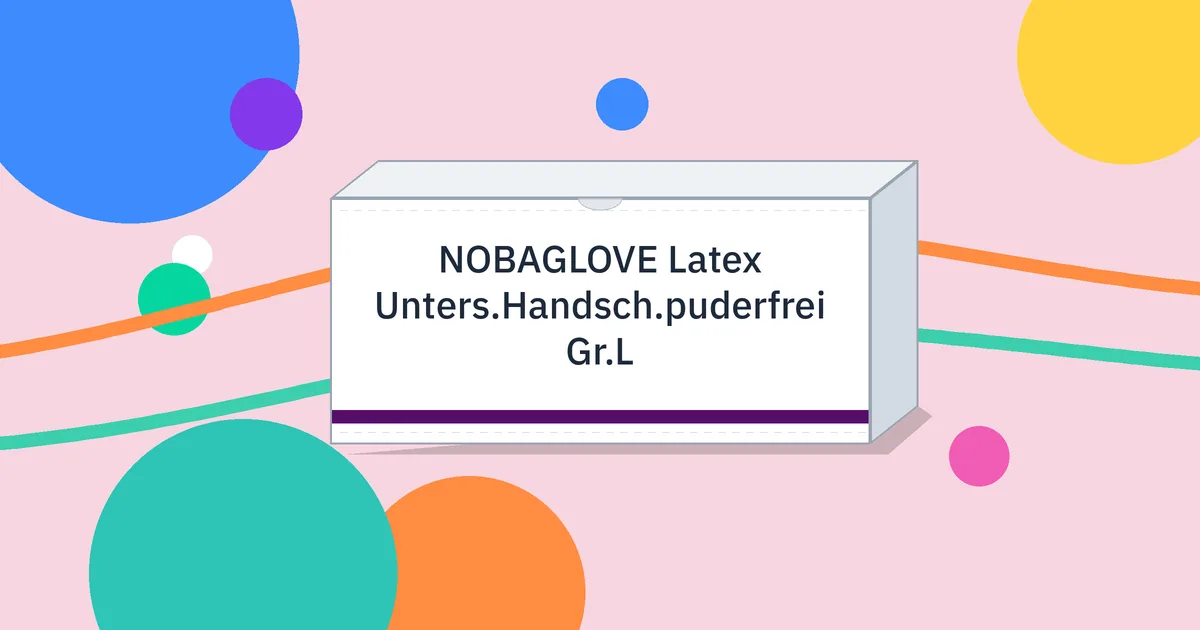 Symbolbild: Packung mit der Aufschrift NOBAGLOVE Latex Unters.Handsch.puderfrei Gr.L (PZN 00598351) – Verfügbarkeit und Bezug in Apotheken in Frankfurt am Main