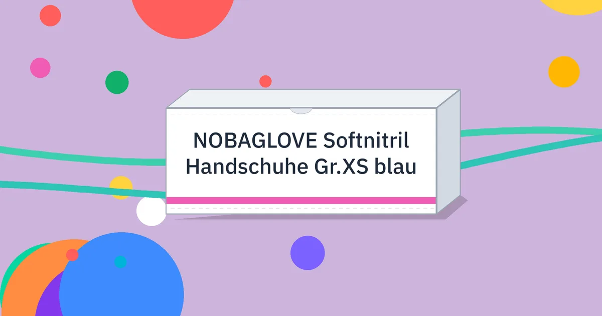 Symbolbild: Packung mit der Aufschrift NOBAGLOVE Softnitril Handschuhe Gr.XS blau (PZN 10757690) – Verfügbarkeit und Bezug in Apotheken in Frankfurt am Main