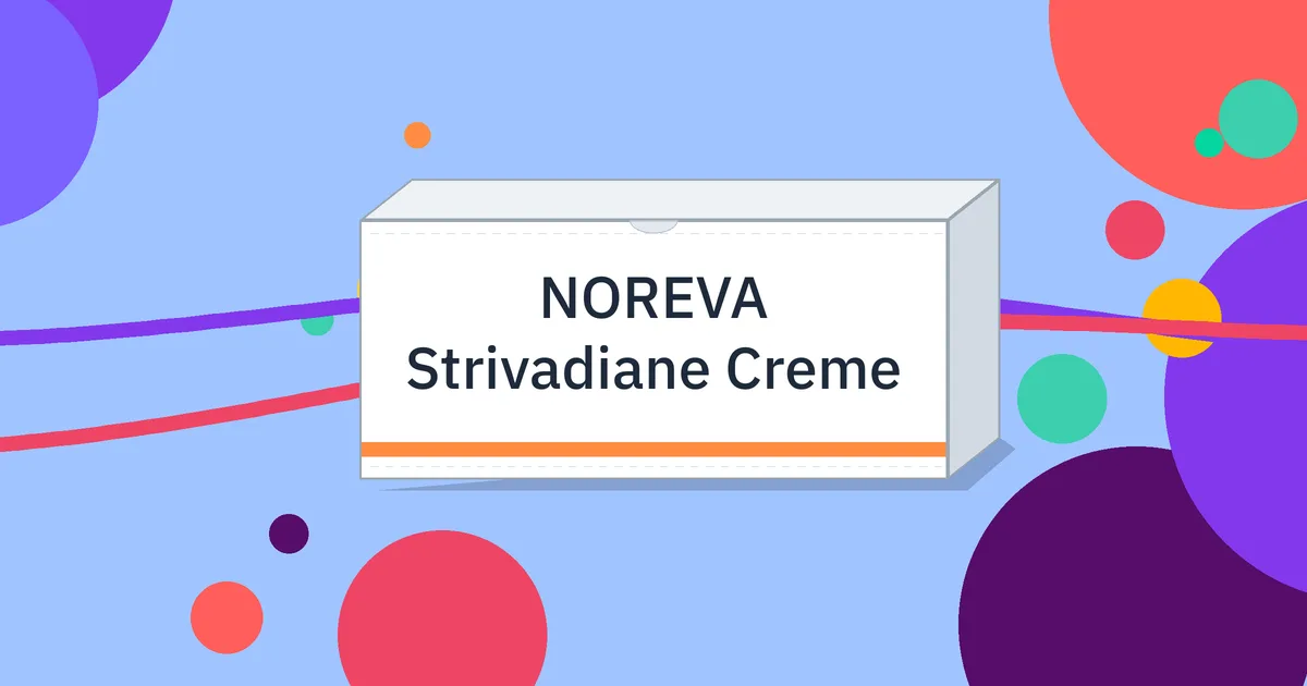 Symbolbild: Packung mit der Aufschrift NOREVA Strivadiane Creme (PZN 16698327) – Verfügbarkeit und Bezug in Apotheken in Frankfurt am Main