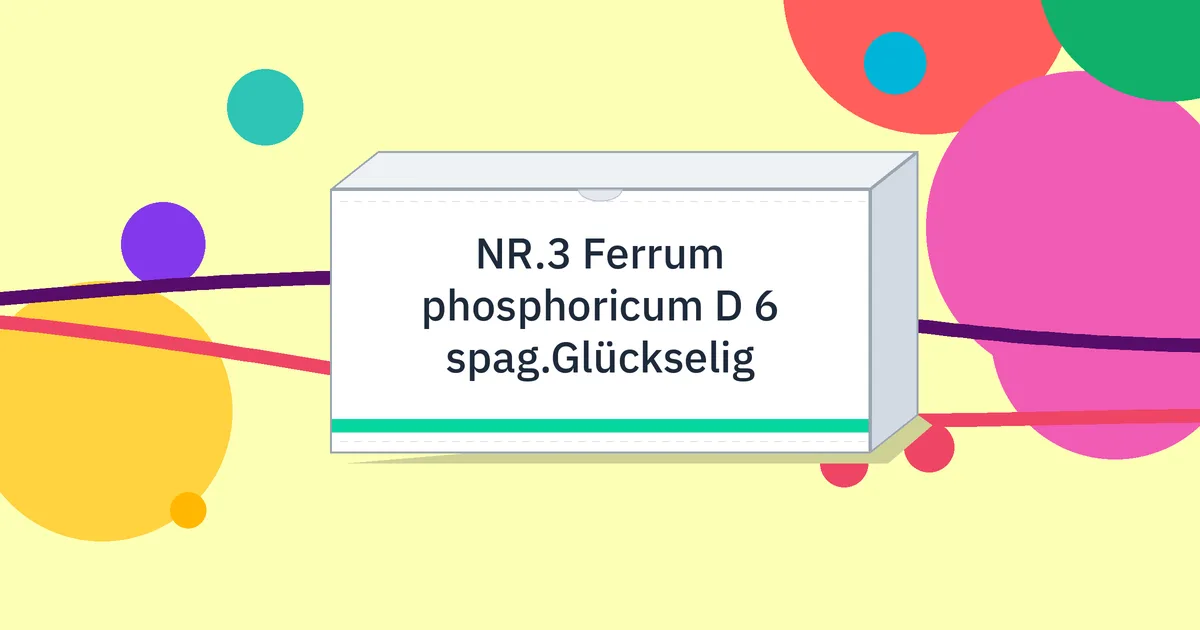 Symbolbild: Packung mit der Aufschrift NR.3 Ferrum phosphoricum D 6 spag.Glückselig (PZN 10965885) – Verfügbarkeit und Bezug in Apotheken in Frankfurt am Main