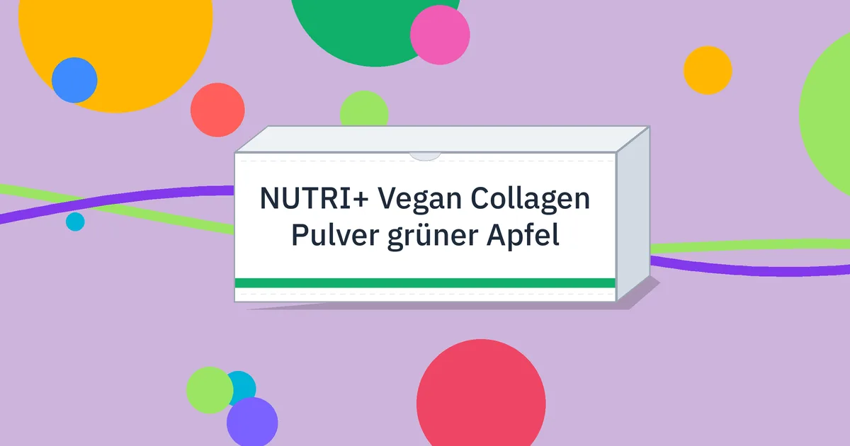 Symbolbild: Packung mit der Aufschrift NUTRI+ Vegan Collagen Pulver grüner Apfel (PZN 19667480) – Verfügbarkeit und Bezug in Apotheken in Frankfurt am Main