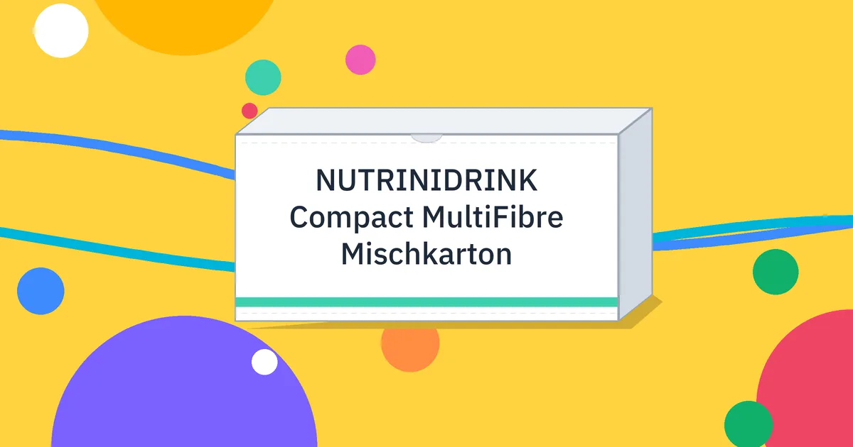 Symbolbild: Packung mit der Aufschrift NUTRINIDRINK Compact MultiFibre Mischkarton (PZN 19760096) – Verfügbarkeit und Bezug in Apotheken in Frankfurt am Main