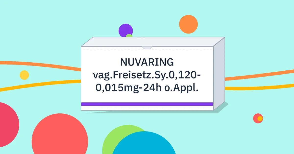 Symbolbild: Packung mit der Aufschrift NUVARING vag.Freisetz.Sy.0,120-0,015mg-24h o.Appl. (PZN 00204010) – Verfügbarkeit und Bezug in Apotheken in Frankfurt am Main