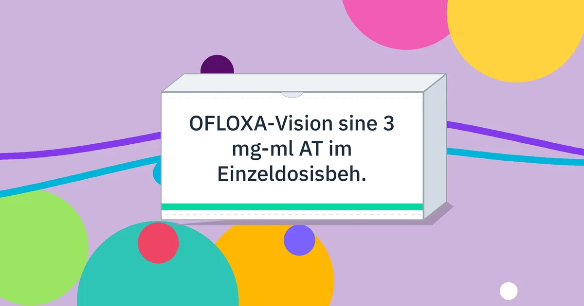Symbolbild: Packung mit der Aufschrift OFLOXA-Vision sine 3 mg-ml AT im Einzeldosisbeh. (PZN 10033236) – Verfügbarkeit und Bezug in Apotheken in Frankfurt am Main