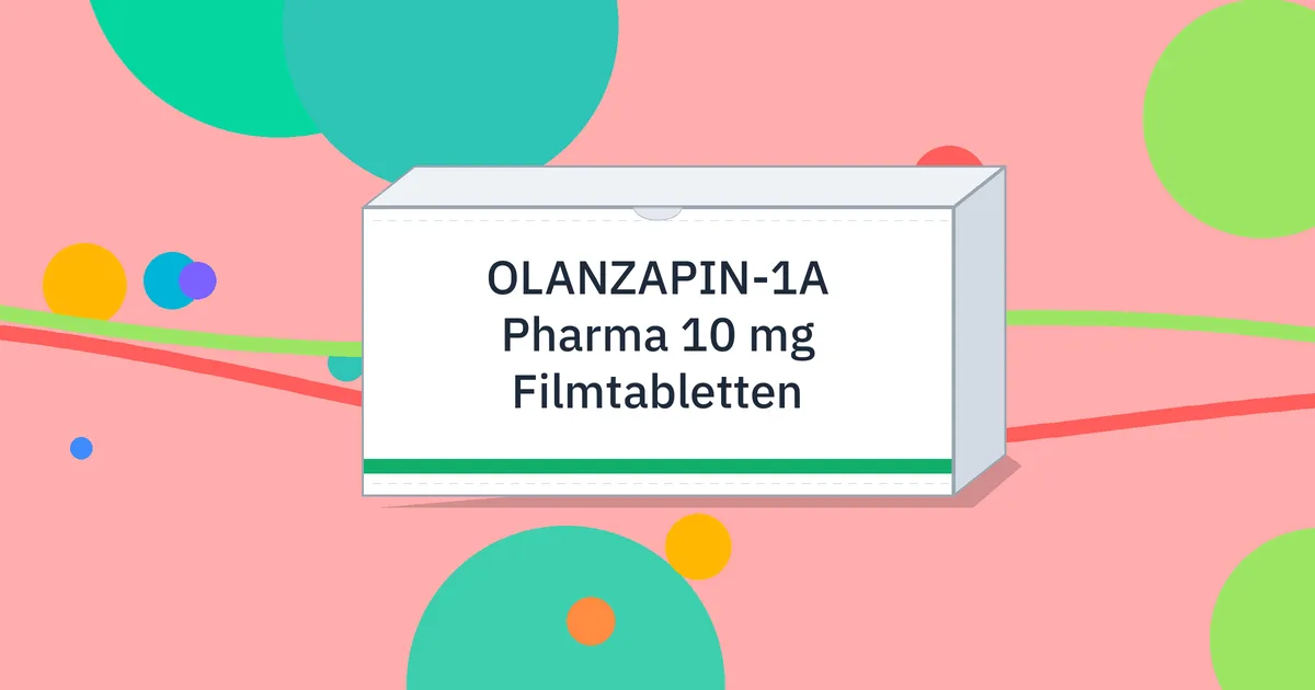 Symbolbild: Packung mit der Aufschrift OLANZAPIN-1A Pharma 10 mg Filmtabletten (PZN 20507729) – Verfügbarkeit und Bezug in Apotheken in Frankfurt am Main
