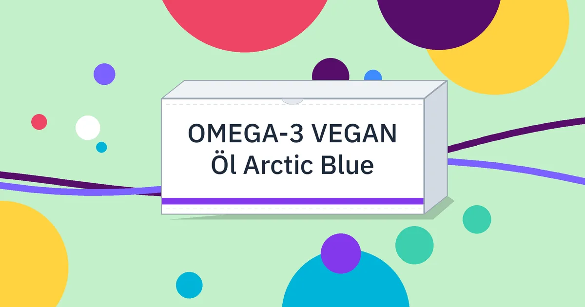 Symbolbild: Packung mit der Aufschrift OMEGA-3 VEGAN Öl Arctic Blue (PZN 17394670) – Verfügbarkeit und Bezug in Apotheken in Frankfurt am Main