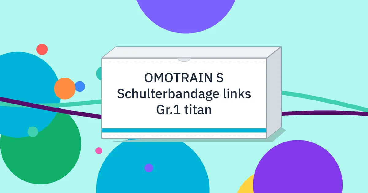 Symbolbild: Packung mit der Aufschrift OMOTRAIN S Schulterbandage links Gr.1 titan (PZN 01865469) – Verfügbarkeit und Bezug in Apotheken in Frankfurt am Main