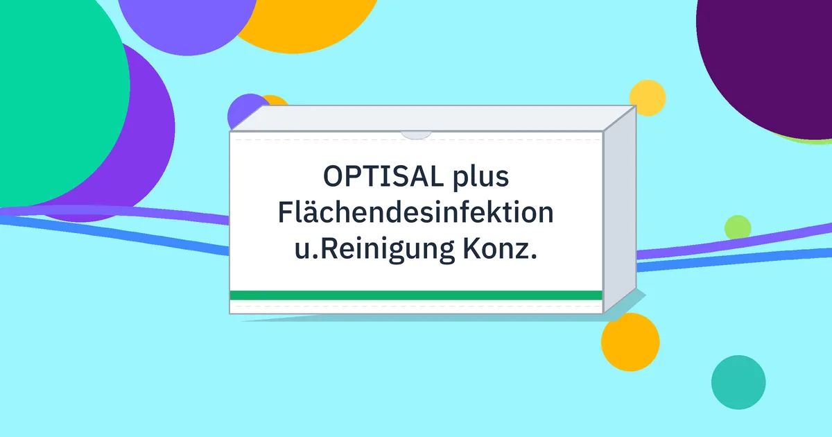 Symbolbild: Packung mit der Aufschrift OPTISAL plus Flächendesinfektion u.Reinigung Konz. (PZN 18453587) – Verfügbarkeit und Bezug in Apotheken in Frankfurt am Main