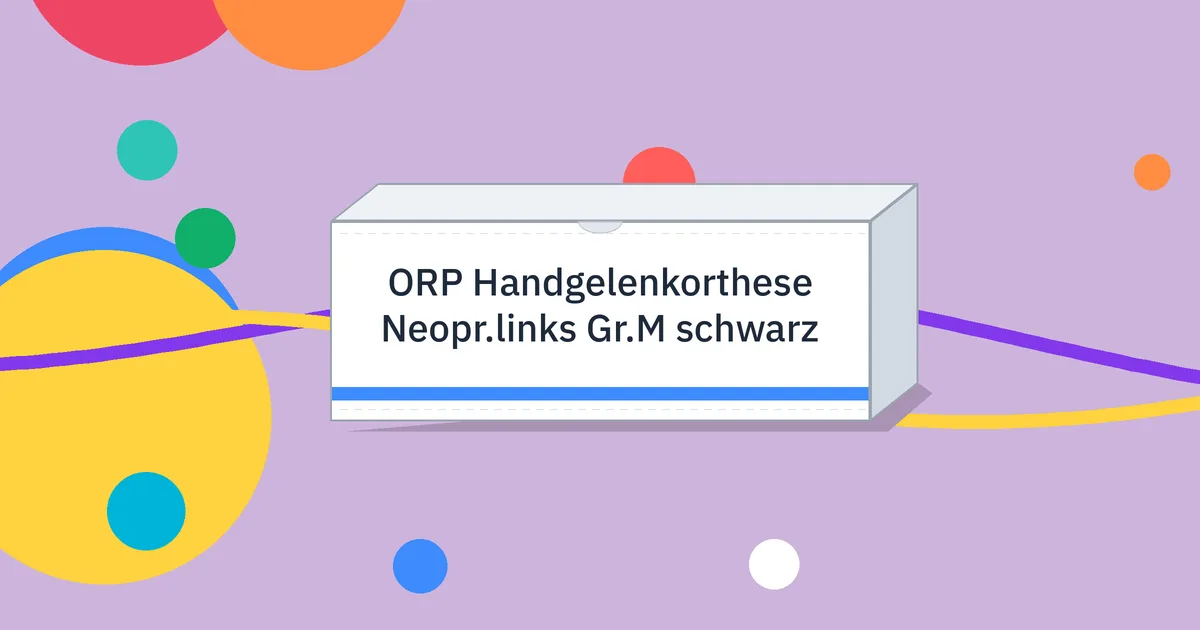 Symbolbild: Packung mit der Aufschrift ORP Handgelenkorthese Neopr.links Gr.M schwarz (PZN 04901421) – Verfügbarkeit und Bezug in Apotheken in Frankfurt am Main