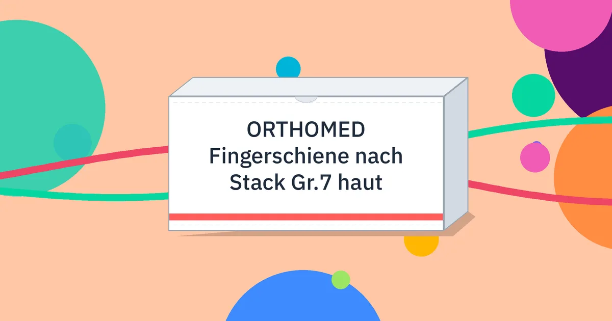 Symbolbild: Packung mit der Aufschrift ORTHOMED Fingerschiene nach Stack Gr.7 haut (PZN 10756408) – Verfügbarkeit und Bezug in Apotheken in Frankfurt am Main
