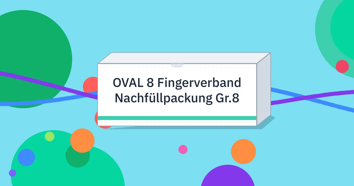 Symbolbild: Packung mit der Aufschrift OVAL 8 Fingerverband Nachfüllpackung Gr.8 (PZN 06711245) – Verfügbarkeit und Bezug in Apotheken in Frankfurt am Main
