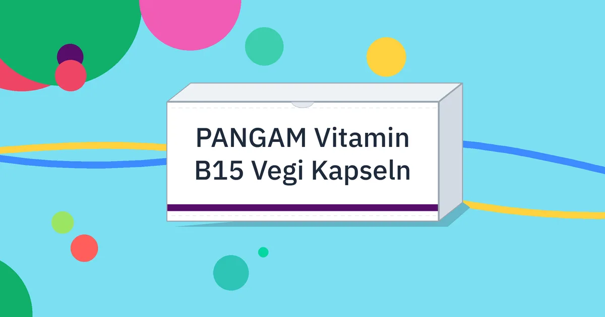 Symbolbild: Packung mit der Aufschrift PANGAM Vitamin B15 Vegi Kapseln (PZN 03868561) – Verfügbarkeit und Bezug in Apotheken in Frankfurt am Main