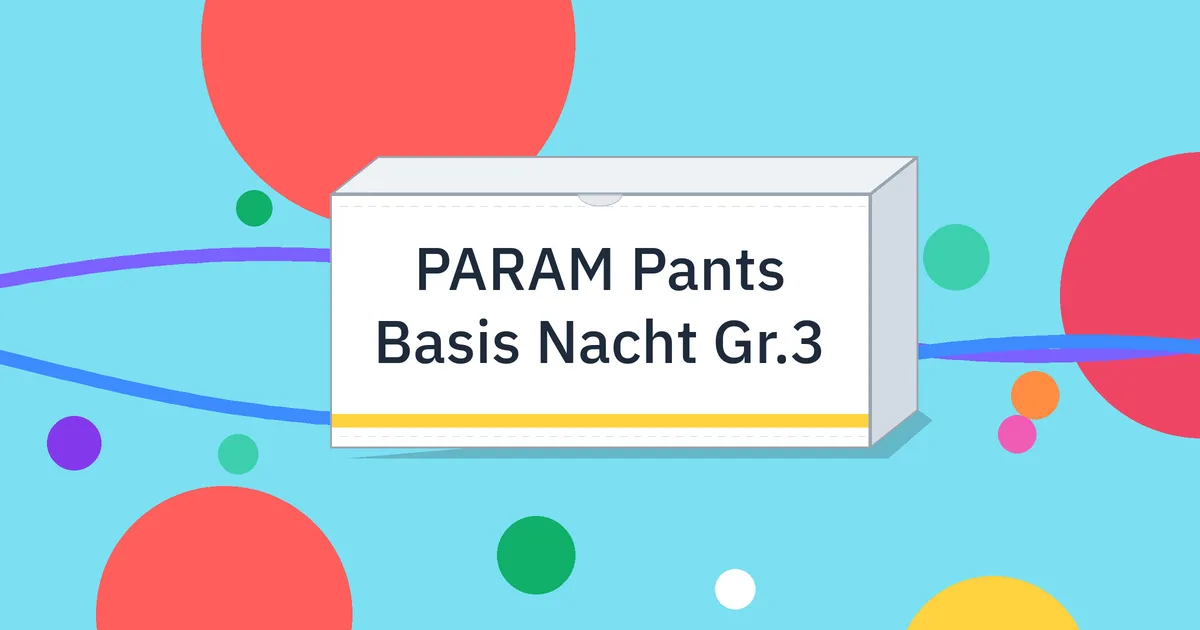 Symbolbild: Packung mit der Aufschrift PARAM Pants Basis Nacht Gr.3 (PZN 06558275) – Verfügbarkeit und Bezug in Apotheken in Frankfurt am Main