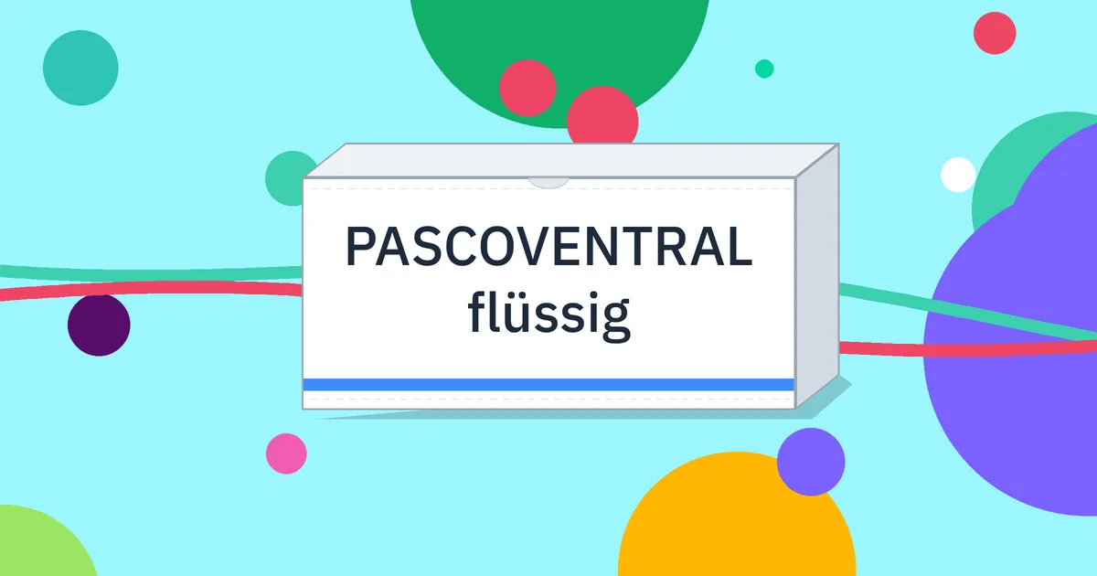 Symbolbild: Packung mit der Aufschrift PASCOVENTRAL flüssig (PZN 02824886) – Verfügbarkeit und Bezug in Apotheken in Frankfurt am Main
