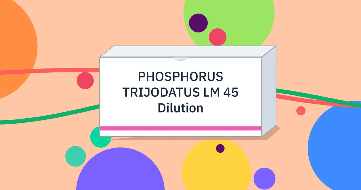 Symbolbild: Packung mit der Aufschrift PHOSPHORUS TRIJODATUS LM 45 Dilution (PZN 13035135) – Verfügbarkeit und Bezug in Apotheken in Frankfurt am Main
