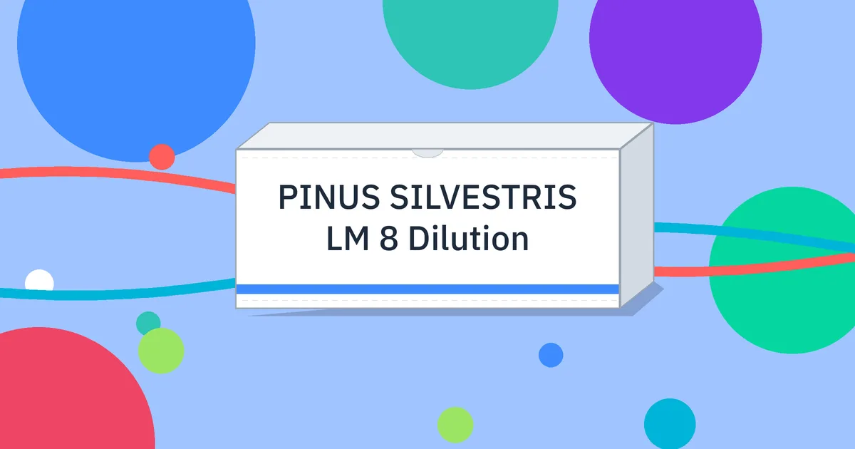 Symbolbild: Packung mit der Aufschrift PINUS SILVESTRIS LM 8 Dilution (PZN 13642912) – Verfügbarkeit und Bezug in Apotheken in Frankfurt am Main