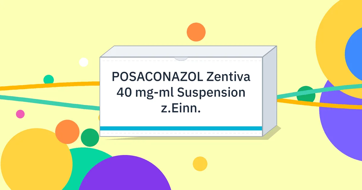 Symbolbild: Packung mit der Aufschrift POSACONAZOL Zentiva 40 mg-ml Suspension z.Einn. (PZN 16736418) – Verfügbarkeit und Bezug in Apotheken in Frankfurt am Main
